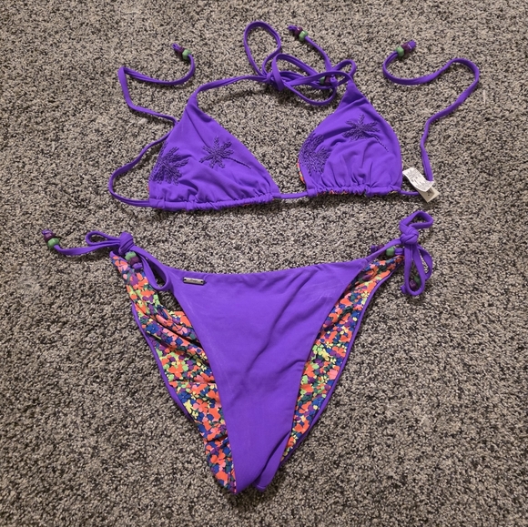 Maaji | Swim | Maaji Bright Violet Embroidered Palm Tree Bikini | Poshmark